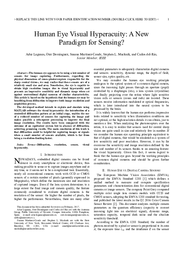 (PDF) Human Eye Visual Hyperacuity: A New Paradigm for Sensing?