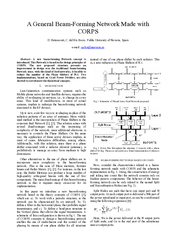 (PDF) A general beam-forming network made with CORPS