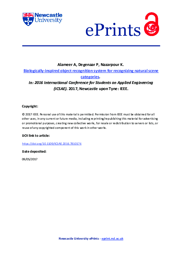 Pdf Biologically Inspired Object Recognition System For Recognizing