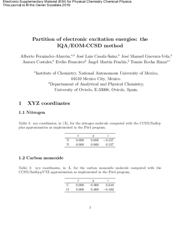 (PDF) Partition of electronic excitation energies: the IQA/EOM-CCSD method