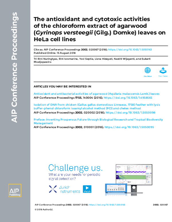 (PDF) Antioxidant and Cytotoxic Effects of Agarwood