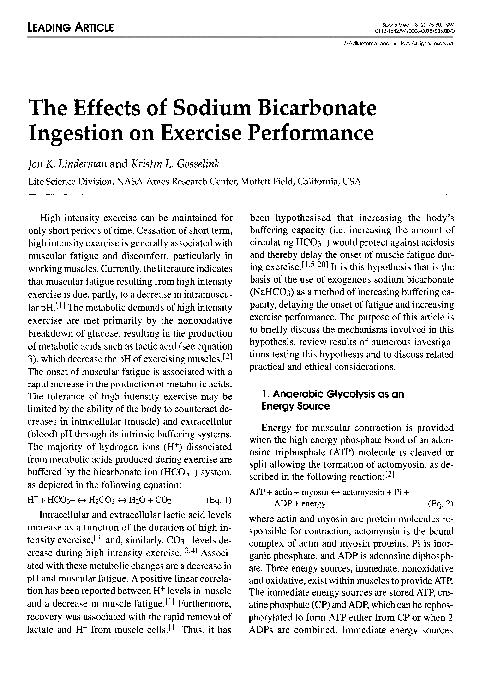 (PDF) The Effects of Sodium Bicarbonate Ingestion on Exercise Performance