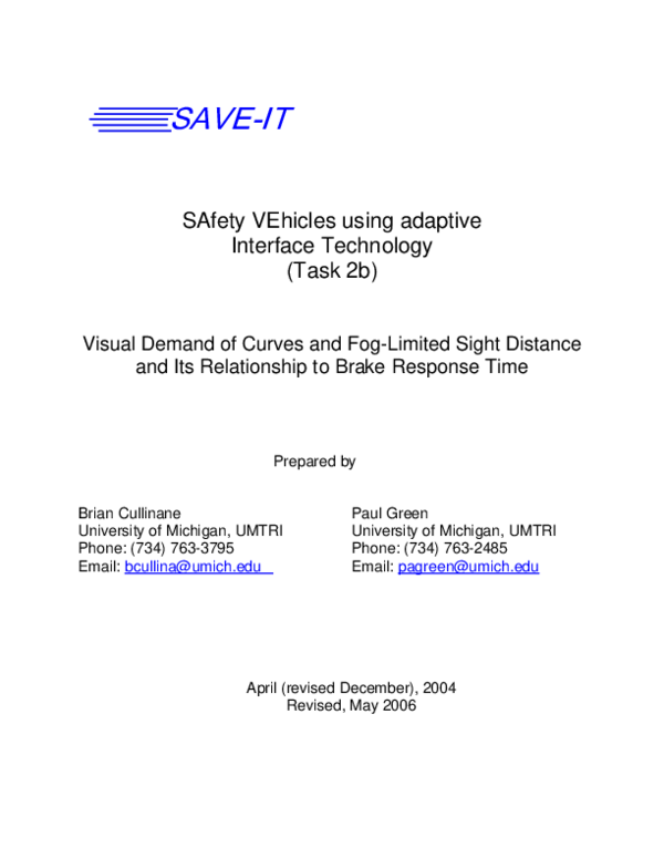 (PDF) Visual demand of curves and fog-limited sight distance and its ...