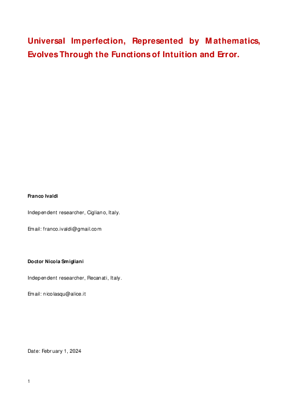 (PDF) Universal Imperfection, Represented by Mathematics, Evolves ...