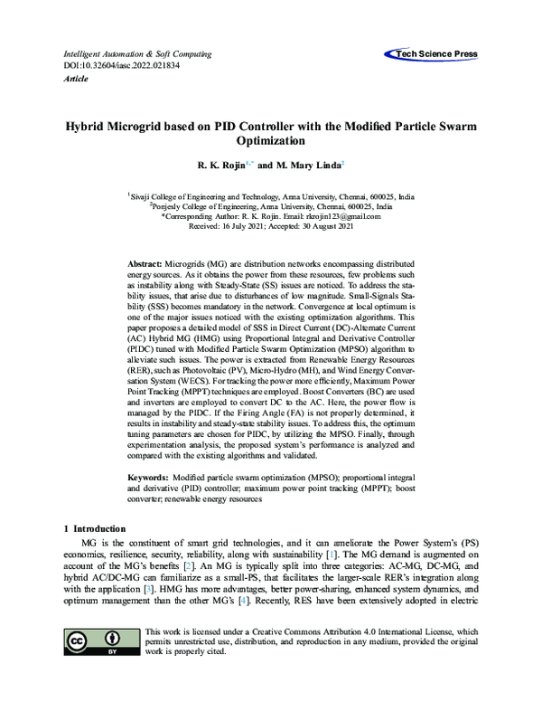 Pdf Hybrid Microgrid Based On Pid Controller With The Modified 5796