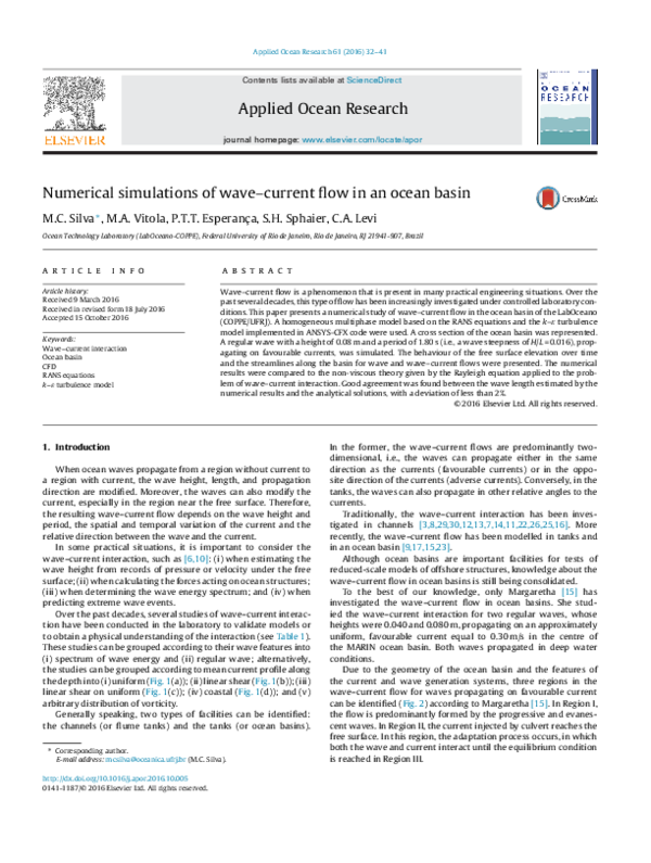(PDF) Numerical simulations of wave–current flow in an ocean basin