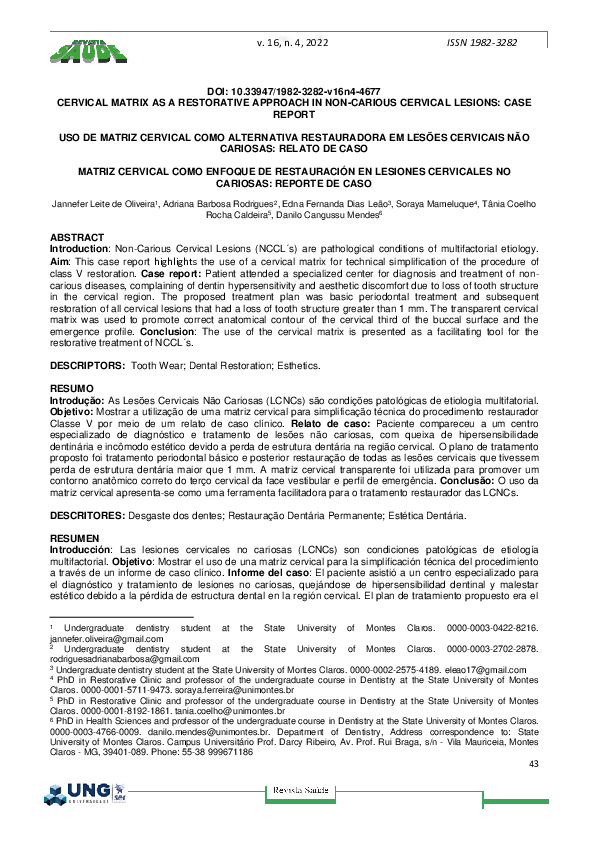 (PDF) Cervical Matrix as a Restorative Approach in Non-Carious Cervical ...