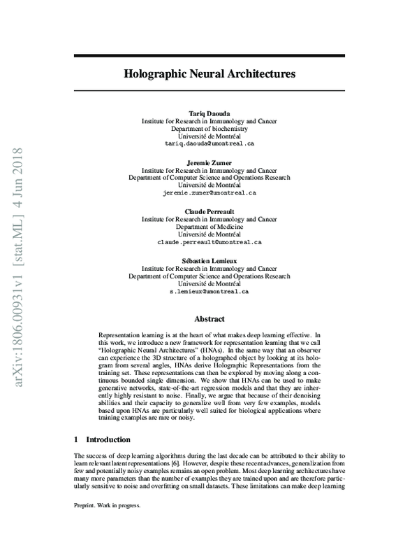 (PDF) Holographic Neural Architectures