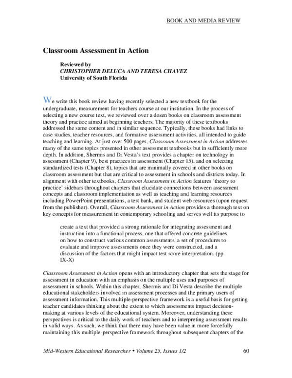 (PDF) Classroom Assessment in Action