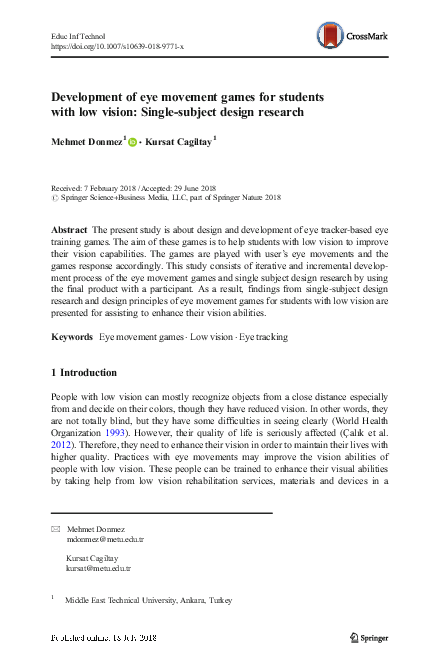 (PDF) Development of eye movement games for students with low vision ...