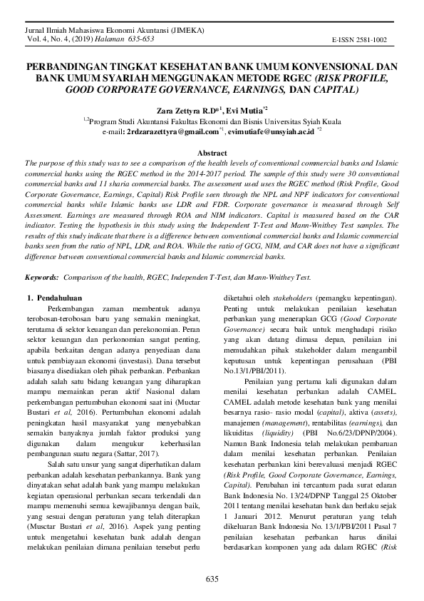 (PDF) Perbandingan Tingkat Kesehatan Bank Umum Konvensional Dan Bank Umum Syariah Menggunakan ...