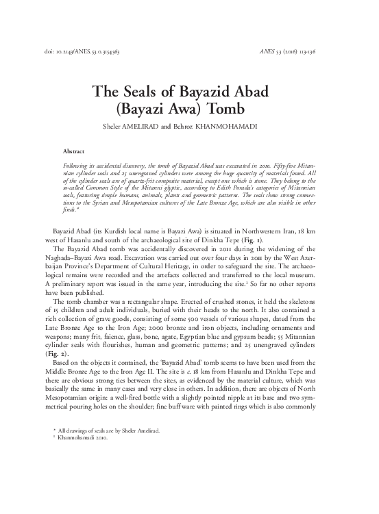(PDF) The Seals of Bayazid Abad (Bayazi Awa) Tomb