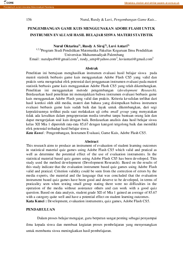 (PDF) Pengembangan Game Kuis Menggunakan Adobe Flash Untuk Instrumen Evaluasi Hasil Belajar ...