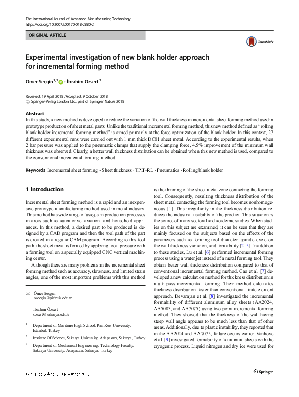 (PDF) Experimental investigation of new blank holder approach for ...