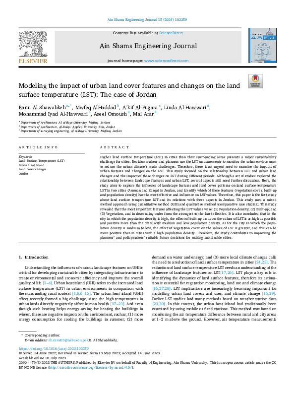 Pdf Modeling The Impact Of Urban Land Cover Features And Changes On