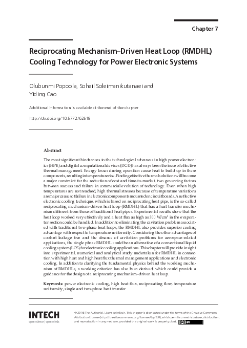 (PDF) Reciprocating Mechanism–Driven Heat Loop (RMDHL) Cooling ...