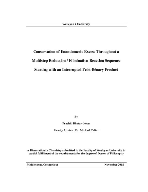 (PDF) Conservation of Enantiomeric Excess Throughout a Multistep ...