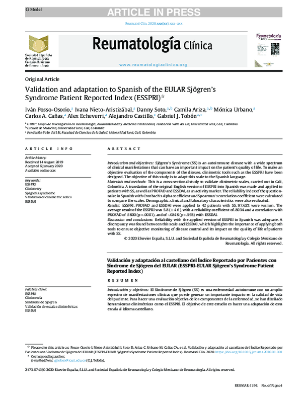 (PDF) Validation and adaptation to Spanish of the EULAR Sjögren’s ...