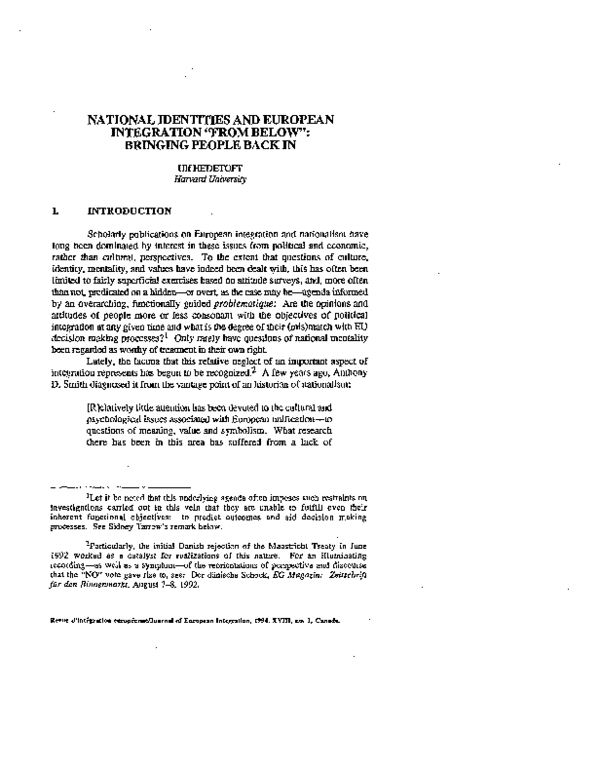 (PDF) National identities and European integration “from below ...