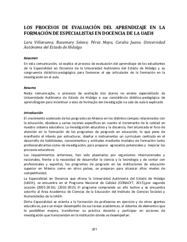 (PDF) Los procesos de evaluación del aprendizaje en la formación de especialistas en docencia de ...