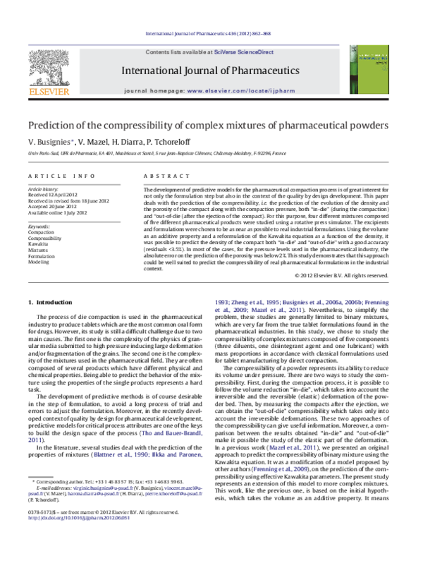(PDF) Prediction of the compressibility of complex mixtures of ...