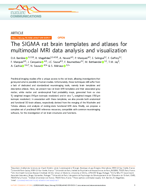 (PDF) The SIGMA rat brain templates and atlases for multimodal MRI data ...