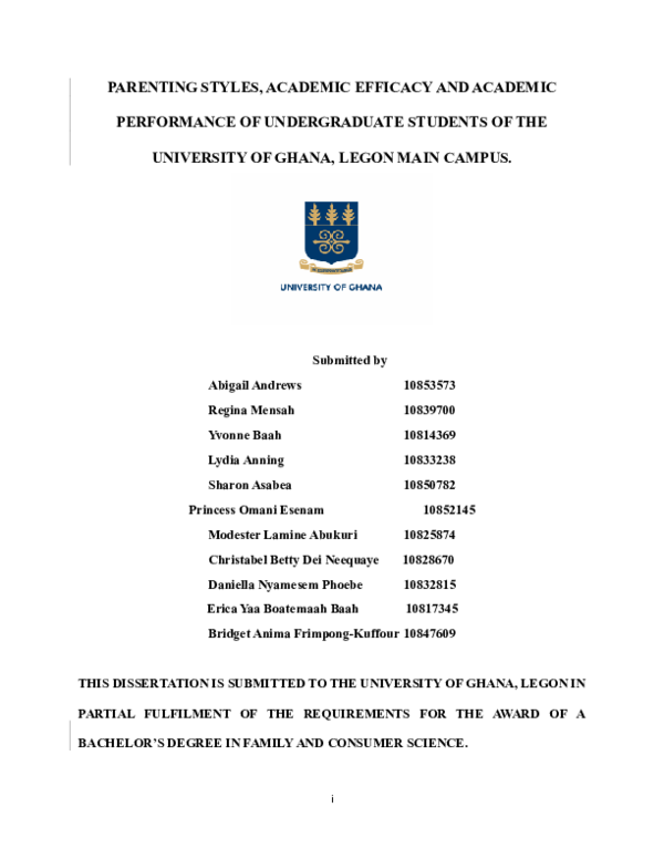 (DOC) PARENTING STYLES, ACADEMIC EFFICACY AND ACADEMIC PERFORMANCE OF ...