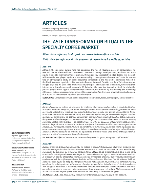 (PDF) The Taste Transformation Ritual in the Specialty Coffee Market