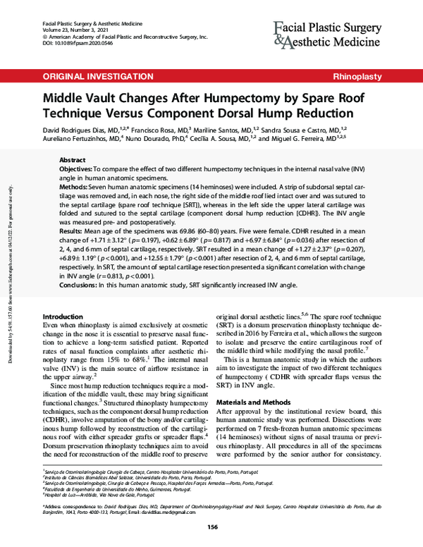 (PDF) Middle Vault Changes After Humpectomy by Spare Roof Technique ...