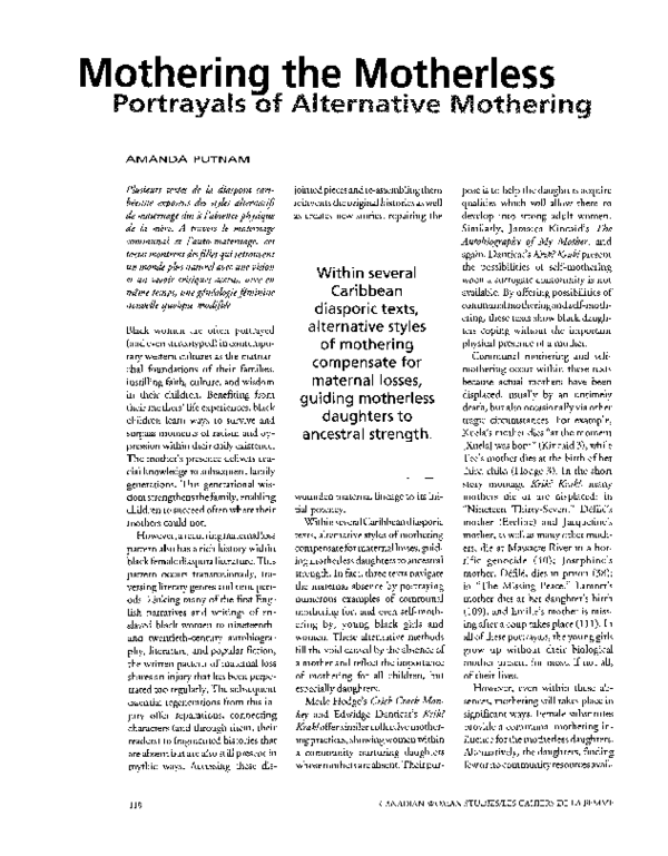 Pdf Motherina The Motherless Portraya Ternative Mothering