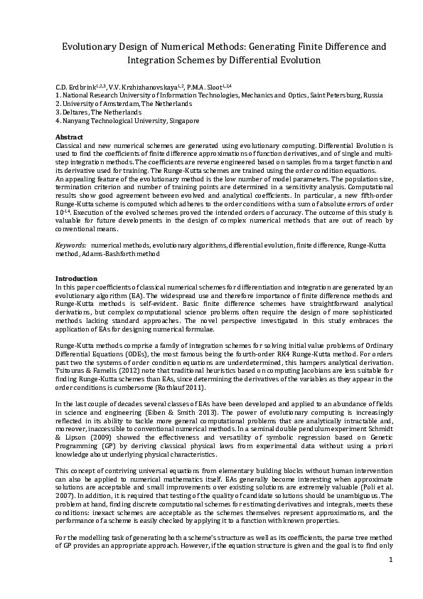 (PDF) Evolutionary Design of Numerical Methods: Generating Finite ...