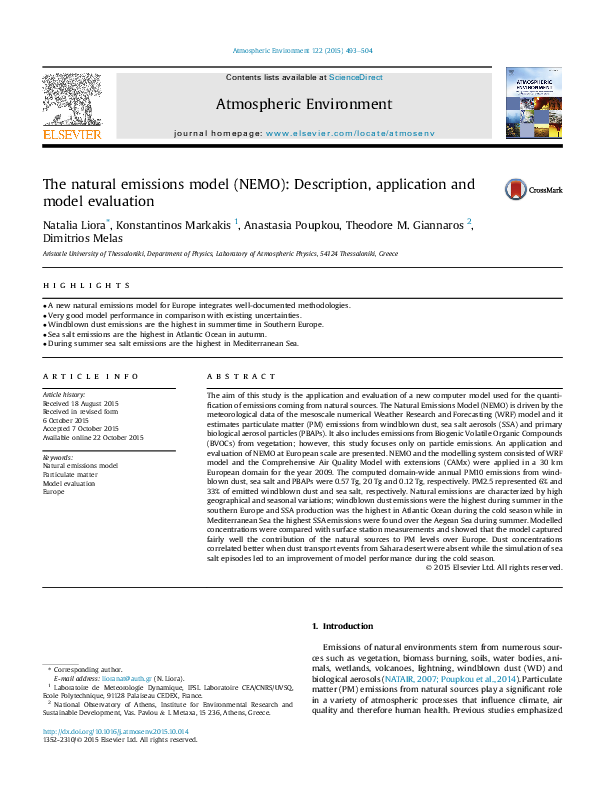 (PDF) The natural emissions model (NEMO): Description, application and model evaluation ...