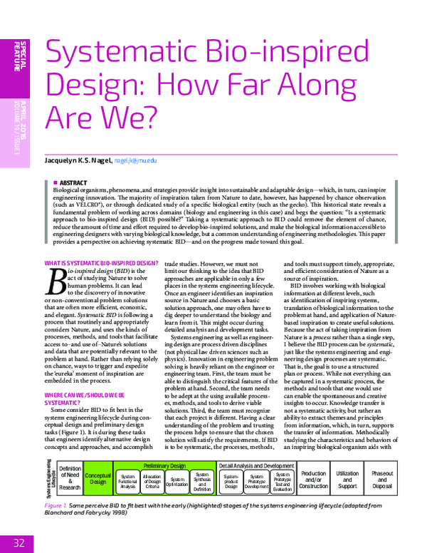 (PDF) Systematic Bio-Inspired Design: How Far Along Are We?