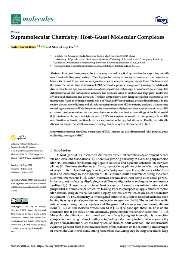 (PDF) Supramolecular Chemistry: Host-Guest Molecular Complexes