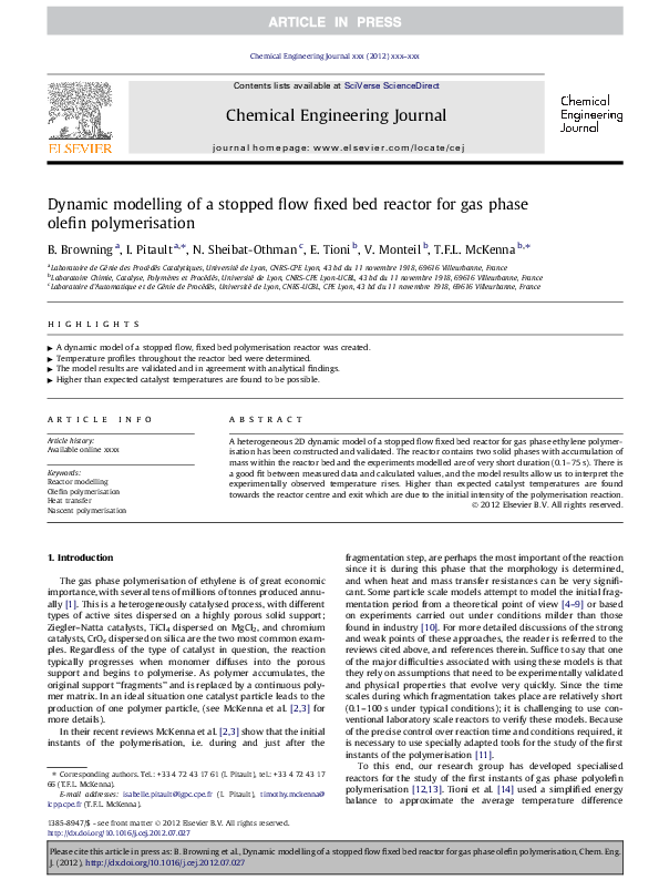 (PDF) Dynamic modelling of a stopped flow fixed bed reactor for gas ...