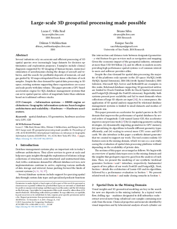 (PDF) Large-scale 3D geospatial processing made possible