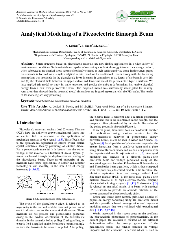 (PDF) Analytical Modeling of a Piezoelectric Bimorph Beam