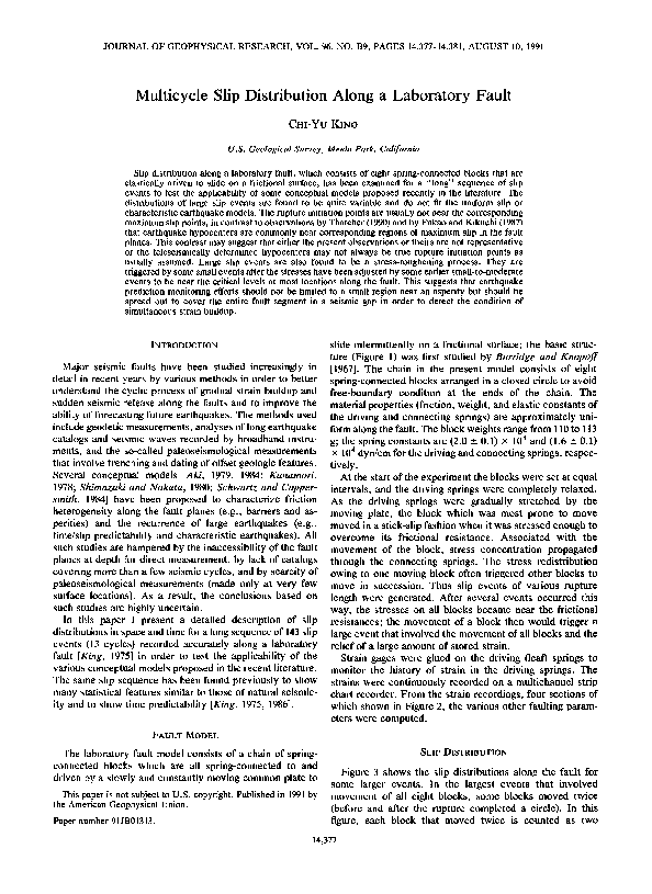 (PDF) Multicycle slip distribution along a laboratory fault