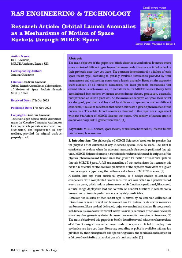 (PDF) RAS ENGINEERING & TECHNOLOGY Research Article: Orbital Launch ...