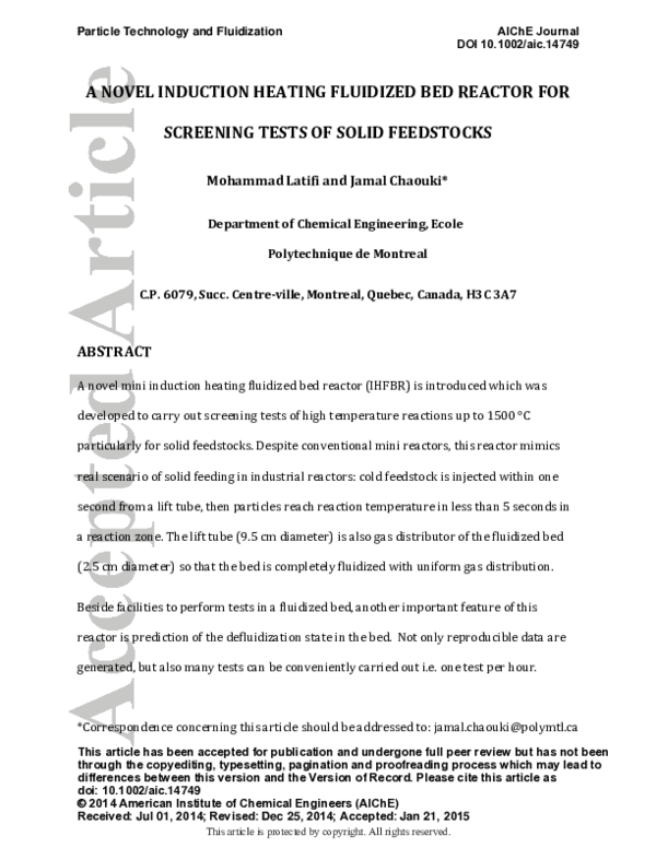 (PDF) A novel induction heating fluidized bed reactor: Its design and ...