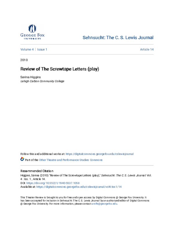 Review of The Screwtape Letters (play)