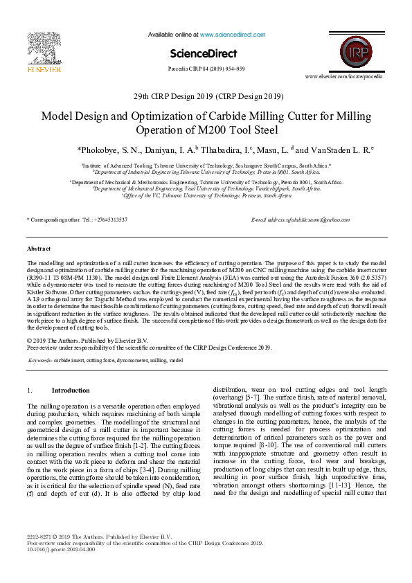 (PDF) Model Design and Optimization of Carbide Milling Cutter for ...