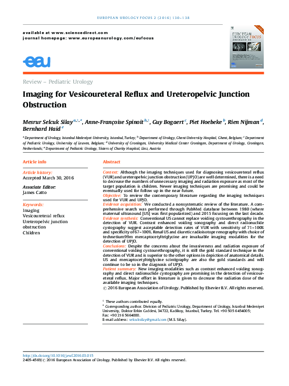 (PDF) Imaging for Vesicoureteral Reflux and Ureteropelvic Junction