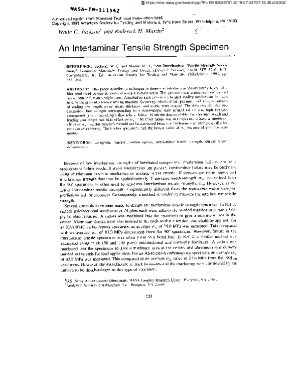 (PDF) An Interlaminar Tensile Strength Specimen