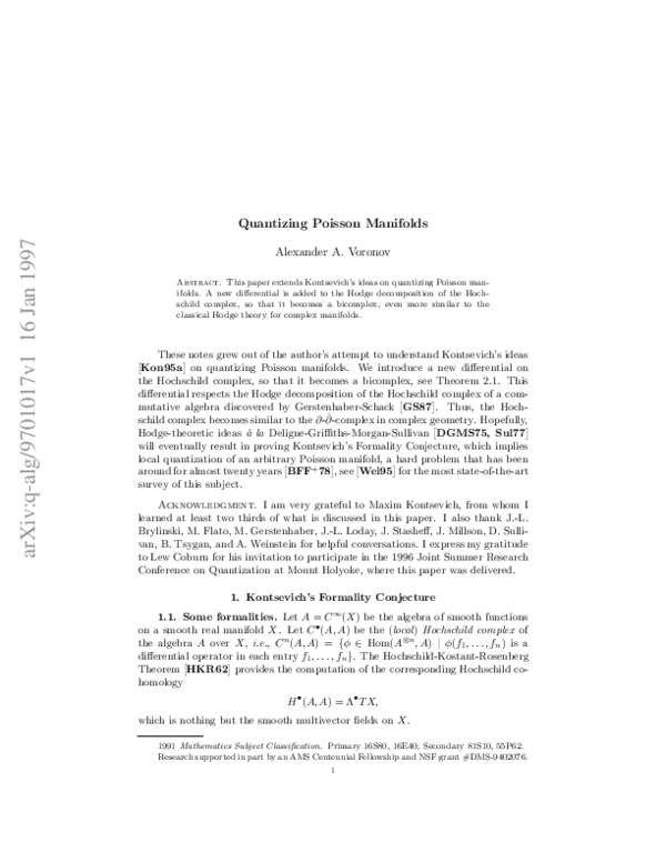 (PDF) Quantizing Poisson manifolds