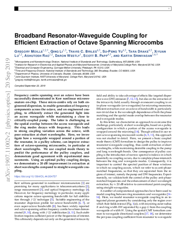 (PDF) Broadband resonator-waveguide coupling for efficient extraction ...