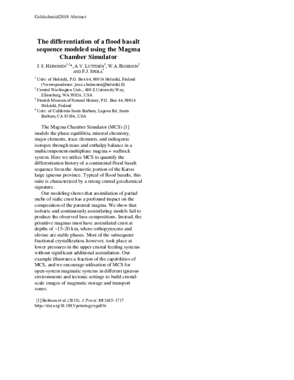 (PDF) The Differentiation of a Flood Basalt Sequence Modeled Using the ...