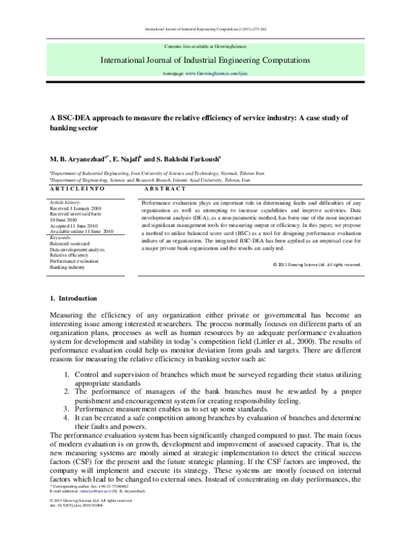 (PDF) A BSC-DEA approach to measure the relative efficiency of service ...