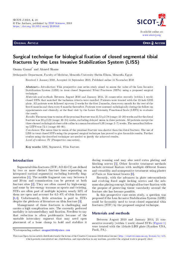 (PDF) Surgical technique for biological fixation of closed segmental ...