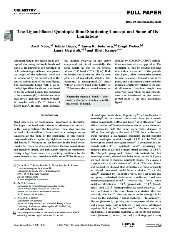 (PDF) Ligand Influence on Quintuple Bond Lengths